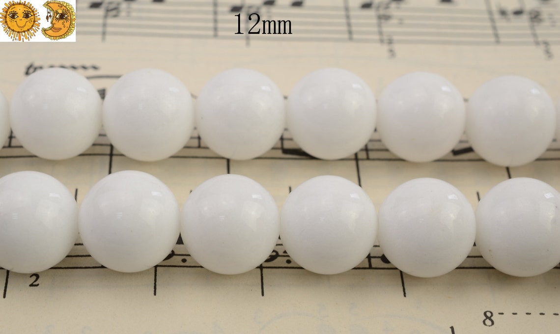 15 Inch Strand of White Jade Smooth Round Beads,opaque,6mm 8mm 10mm ...