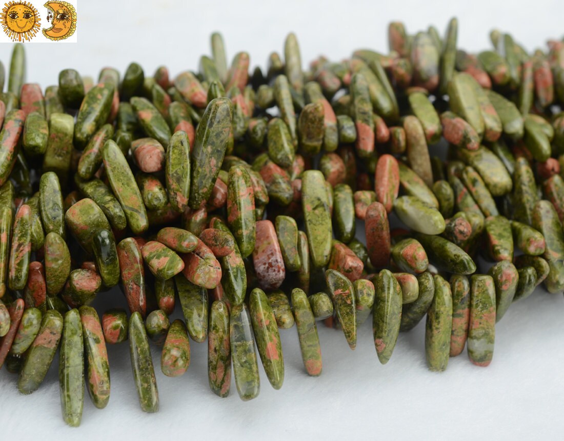Unakite15 Inch Full Strand Unakite Smooth Stick Beadsspike - Etsy