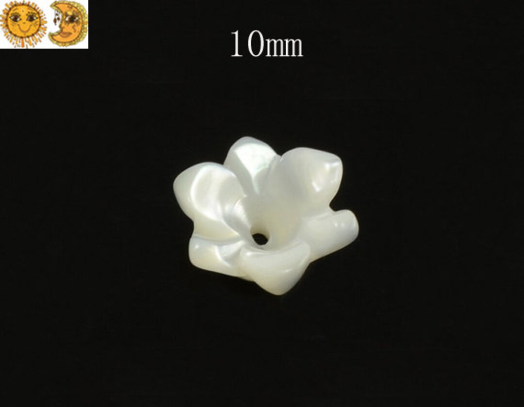 White MOP Lily Flower Shell Bead,carved Flower,mop,mother of Pearl ...