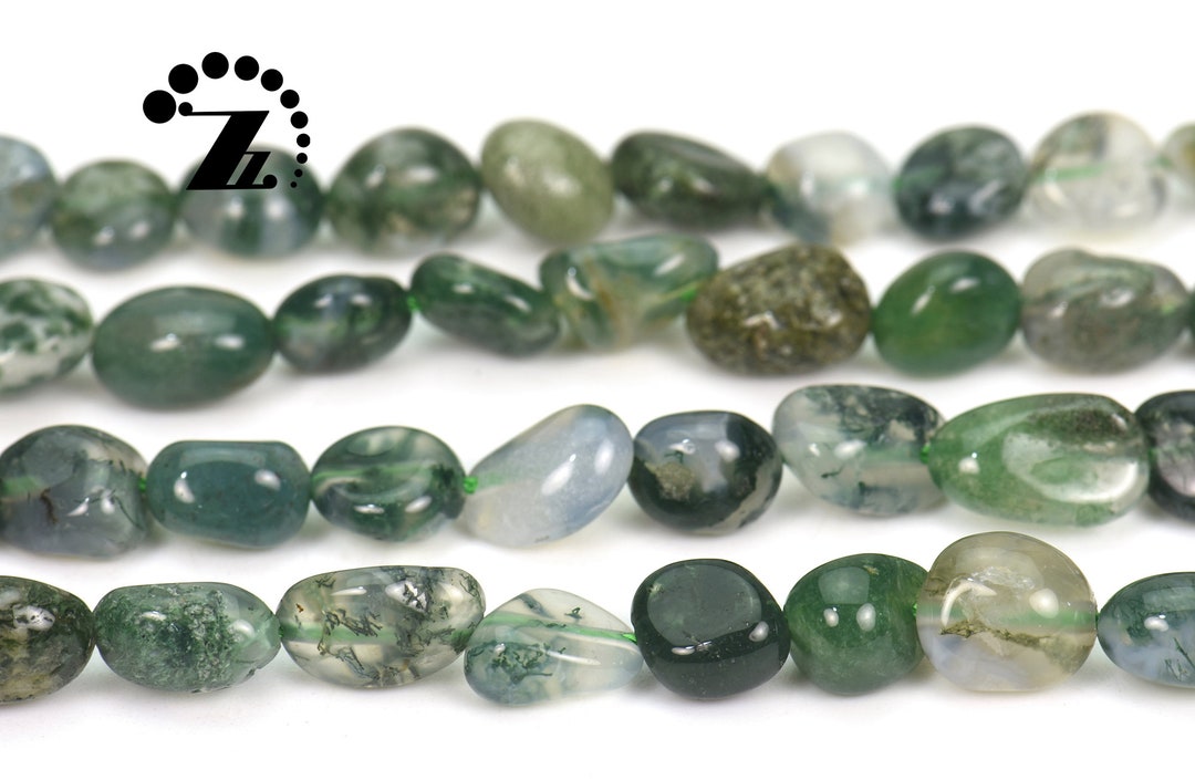 Moss Agate 15 Full Strand Natural Moss Agate - Etsy