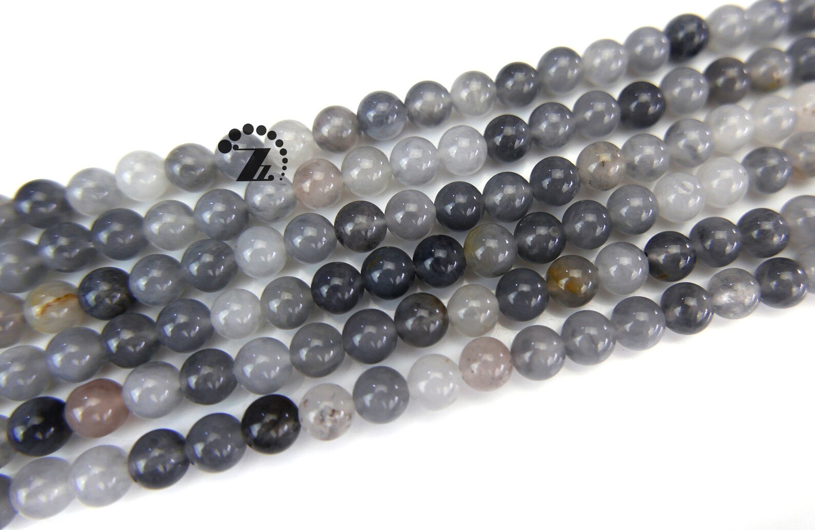 Gray Crystal Quartz Smooth Round Beads,crystal Quartz,cloud Crystal ...