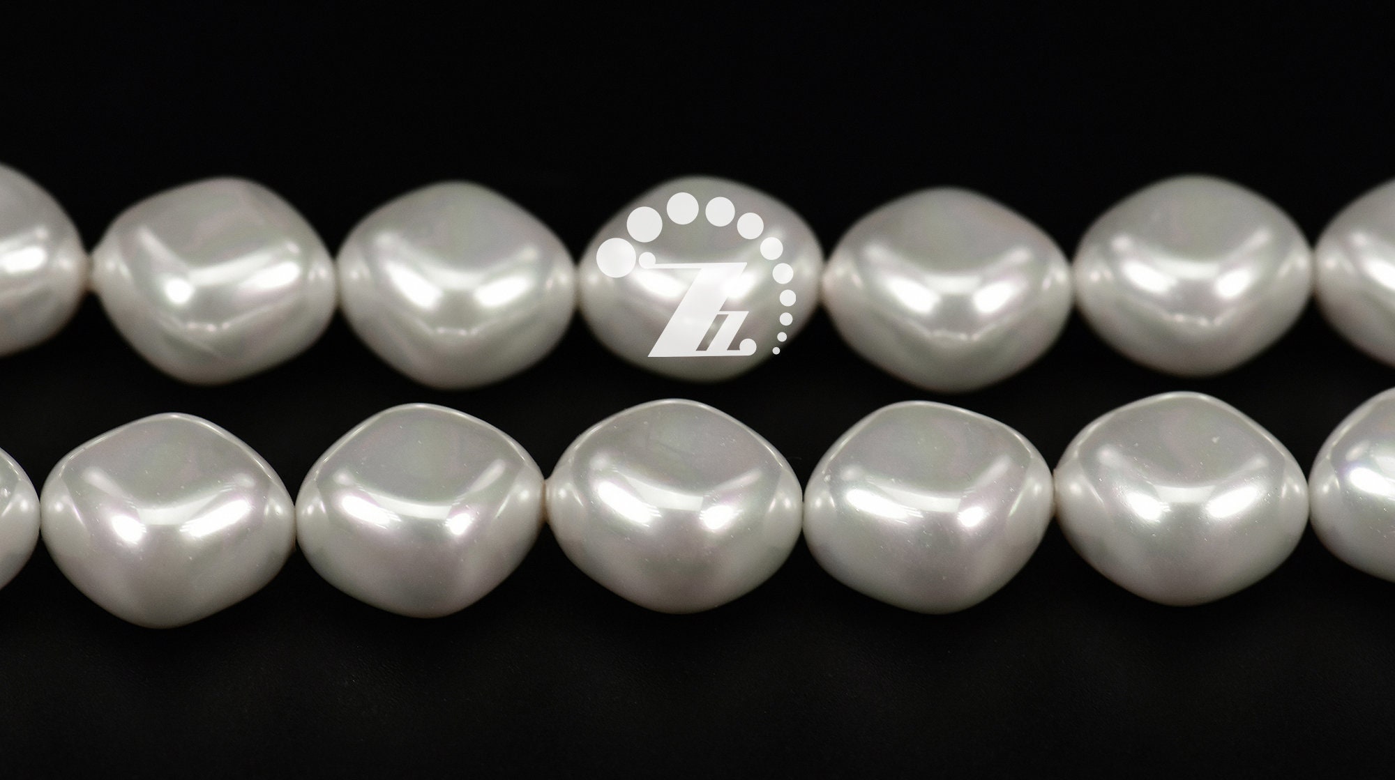 Shell Pearl,15" Full Strand Sea Shell Pearl Smooth Diamond Beads ...