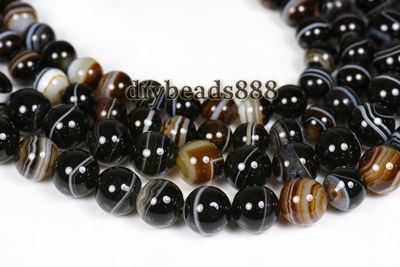 Brown Banded Agate Smooth Round Beadsstriped Agatesandonyx - Etsy