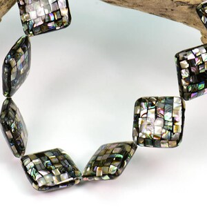 Abalone Shell,5 Pcs Natural Abalone Shell Diamond Bead,square Bead ...