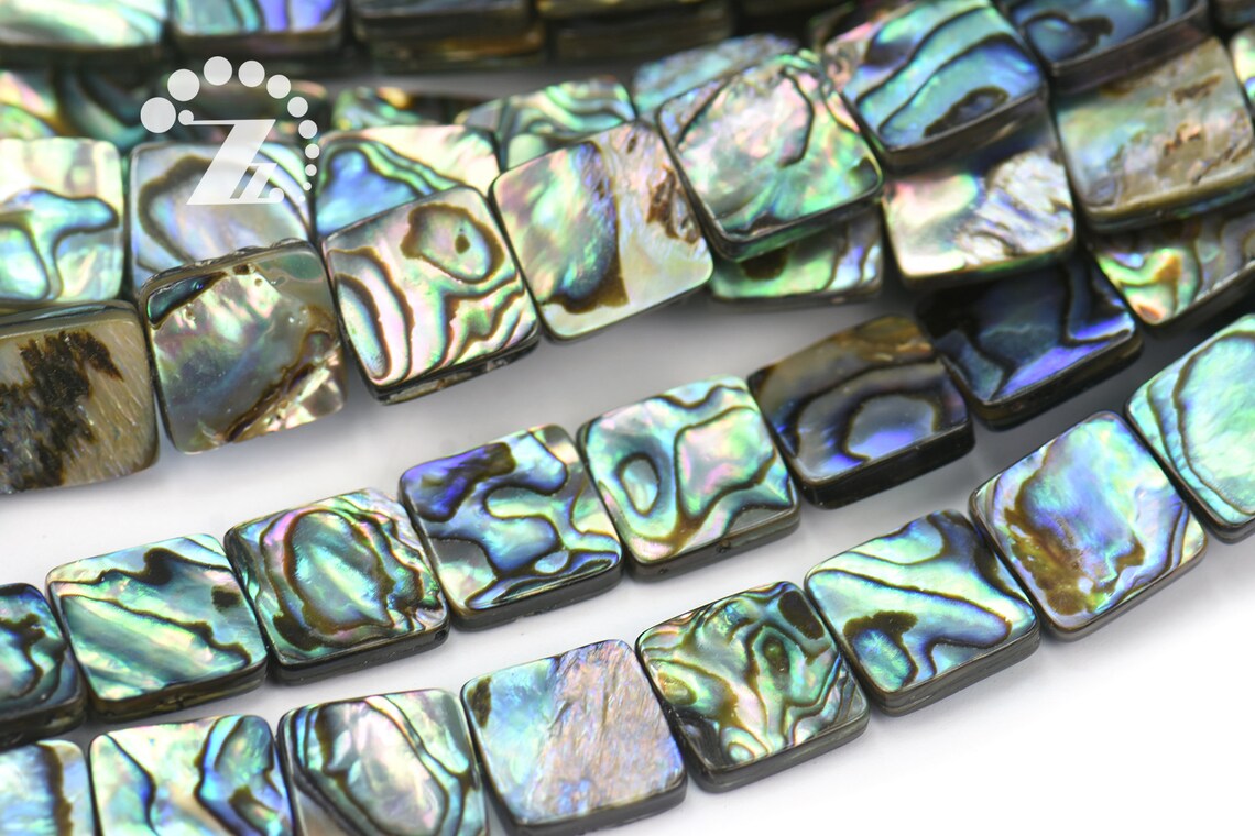 Abalone Shell Smooth Flat Square Beads,rainbow Abalone,paua Shell,sea ...