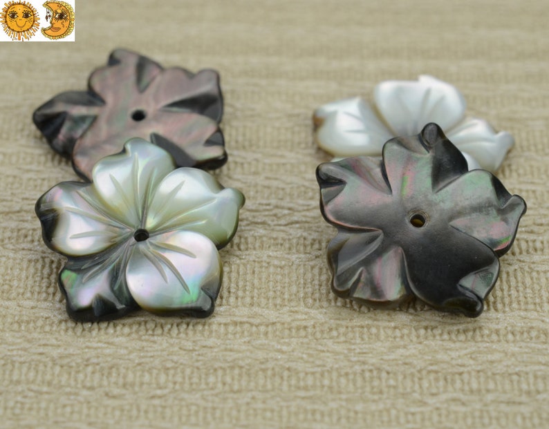 Black Shell10 Pcs of Natural Black Shell Carved Flower | Etsy