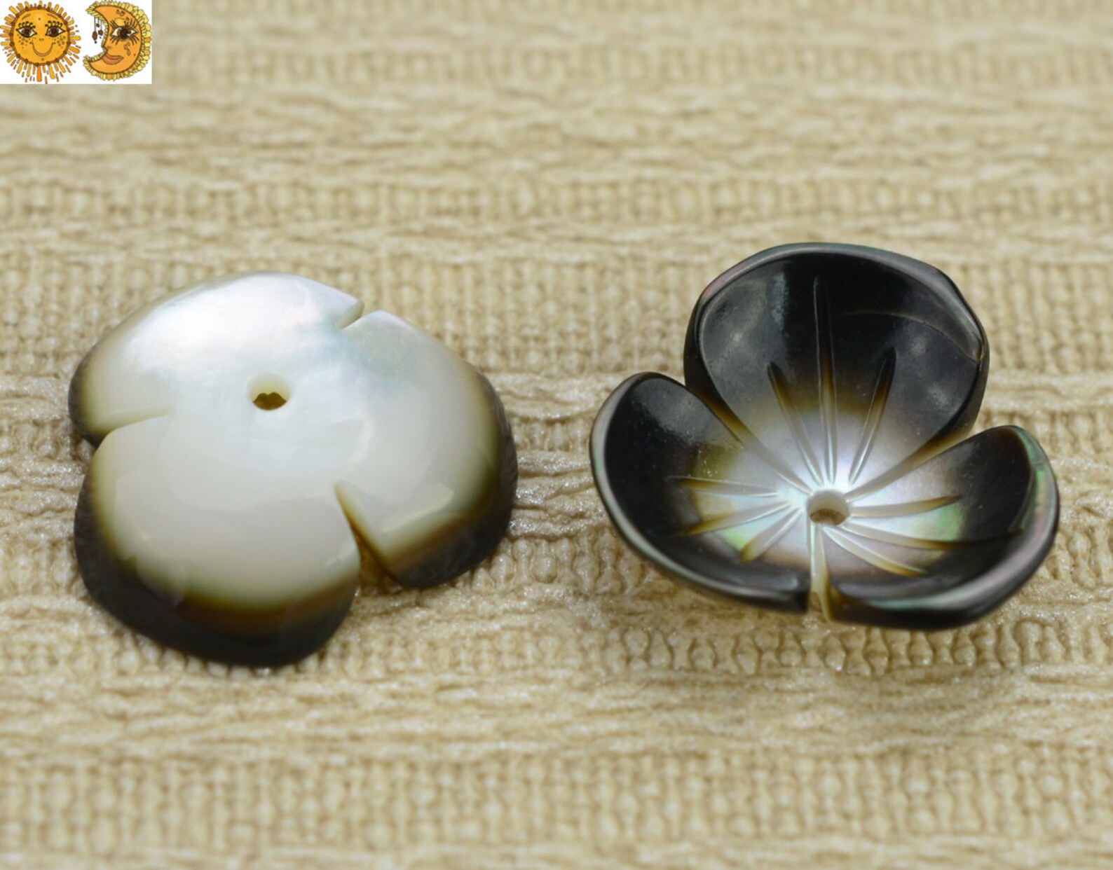 Black Shell10 pcs of natural Black shell carved flower | Etsy