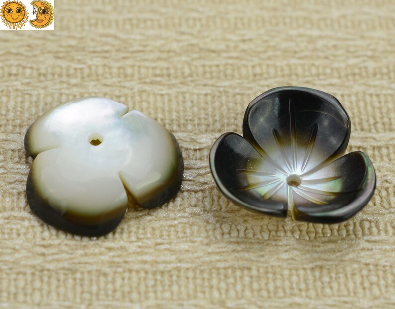 Black Shell10 pcs of natural Black shell carved flower | Etsy