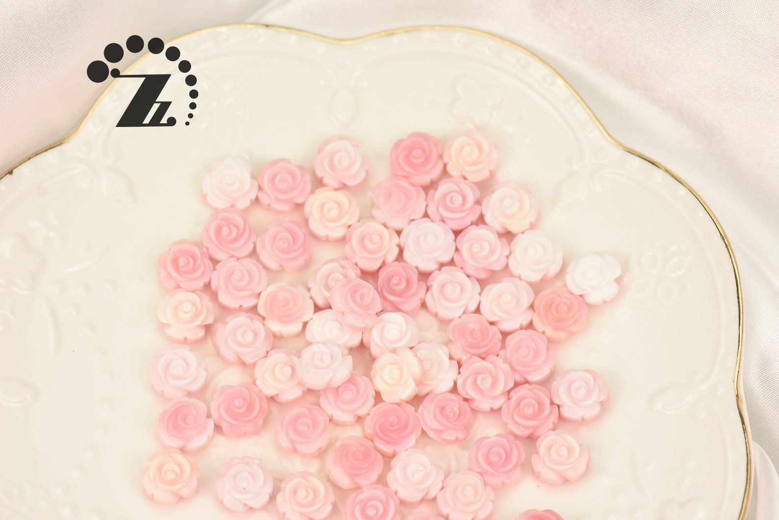 Pink Queen Conch Shell Double-faced Carved Rose Flower Shell Bead, MOP ...