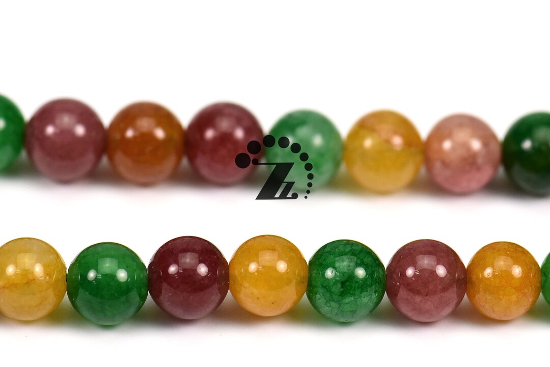 Colorful Jade,15" Full Strand Natural Colorful Jadebeads,smooth Round ...