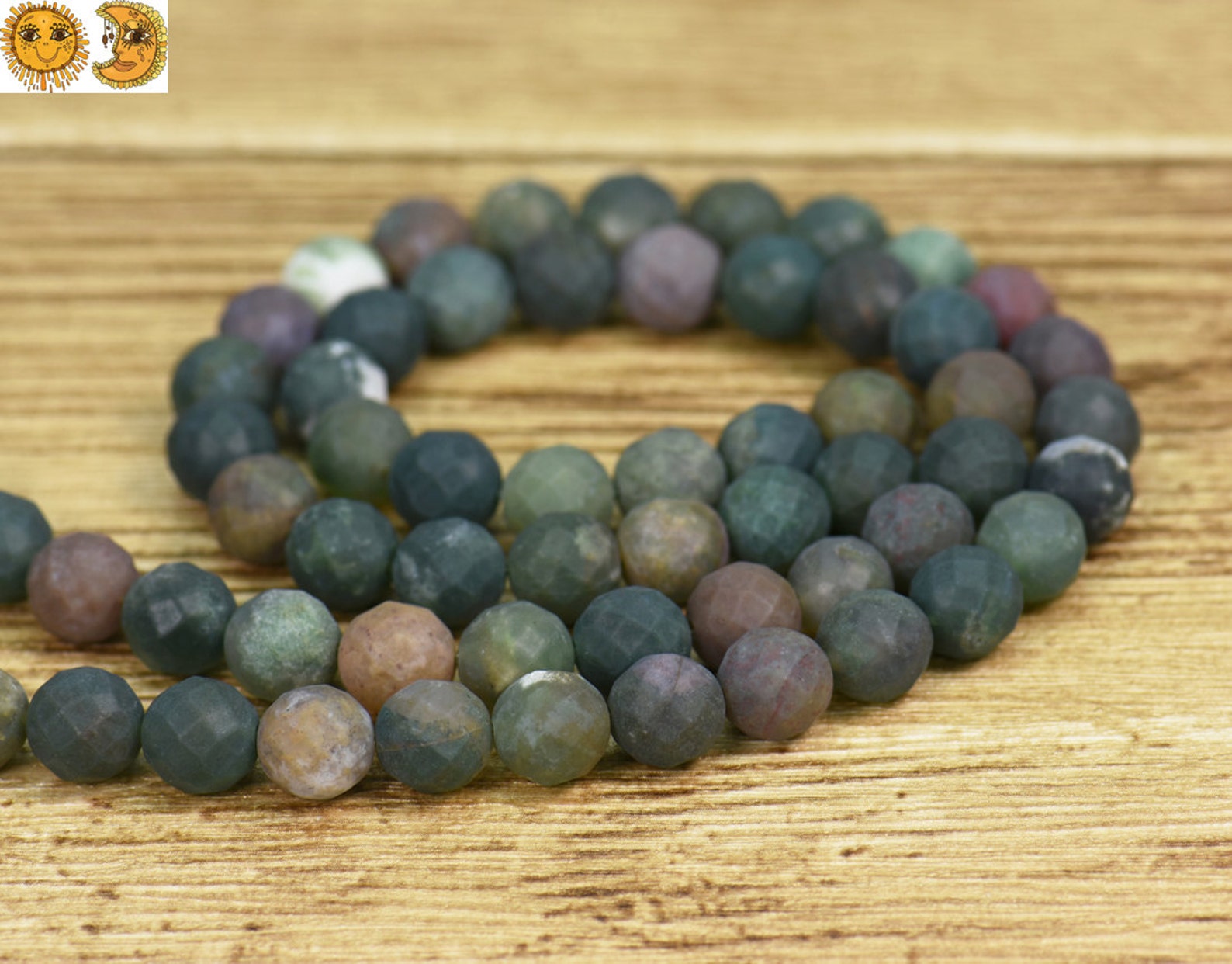 India Agate,15 Inch Full Strand Natural India Agate Matte Faceted(64 ...