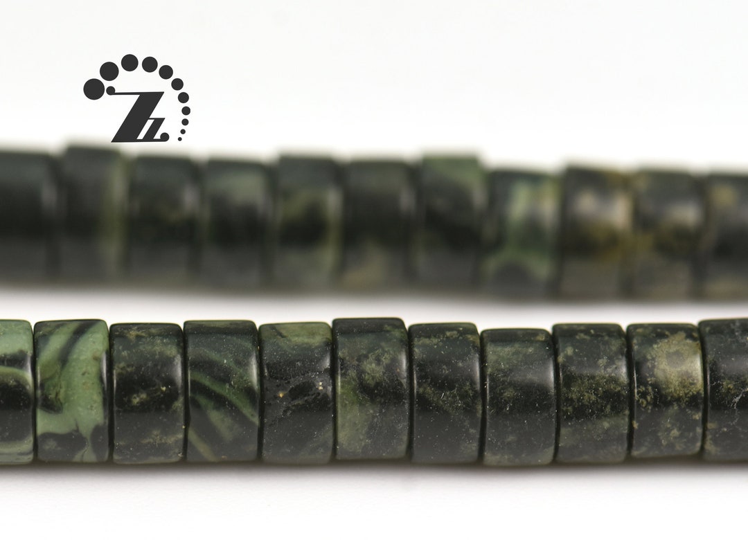 Perla espaciadora heishi suave jaspe kambaba, natural, piedra preciosa ...