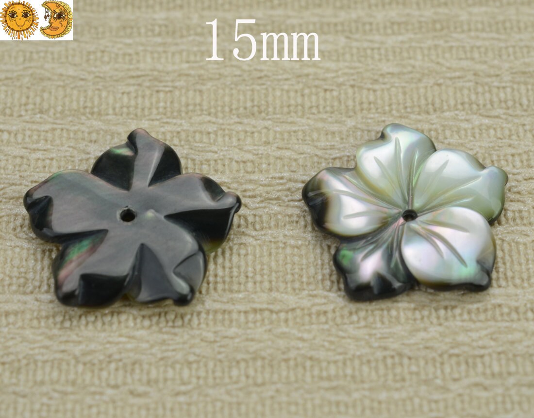 Black Shell10 Pcs of Natural Black Shell Carved Flower | Etsy