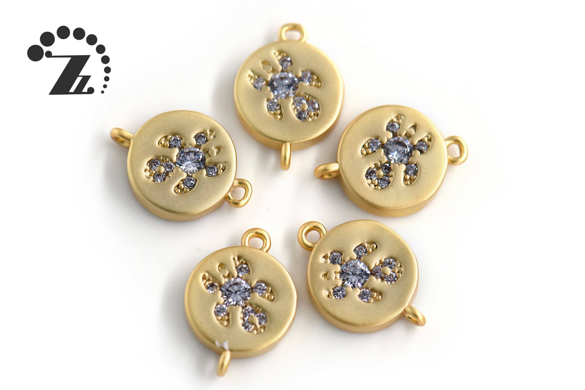 Brass round charms pendantMicro Pave CharmsGold/Sliver | Etsy