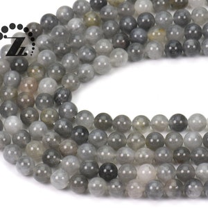 Gray Crystal Quartz Smooth Round Beads,crystal Quartz,cloud Crystal ...