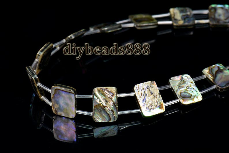 Abalone Shell Smooth Flat Rectangleoblong Shape Beadsrainbow | Etsy