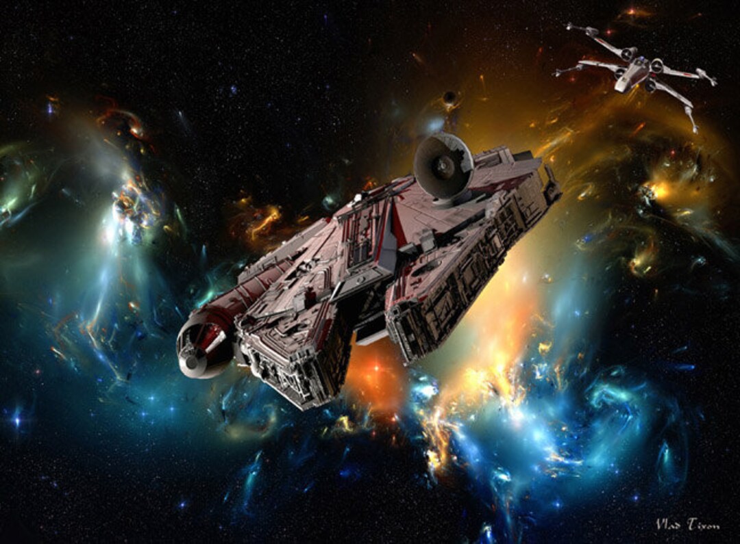Space Ship. Wars. Startrack. Painting on Giclee Canvas 16"x20" With Mat ...