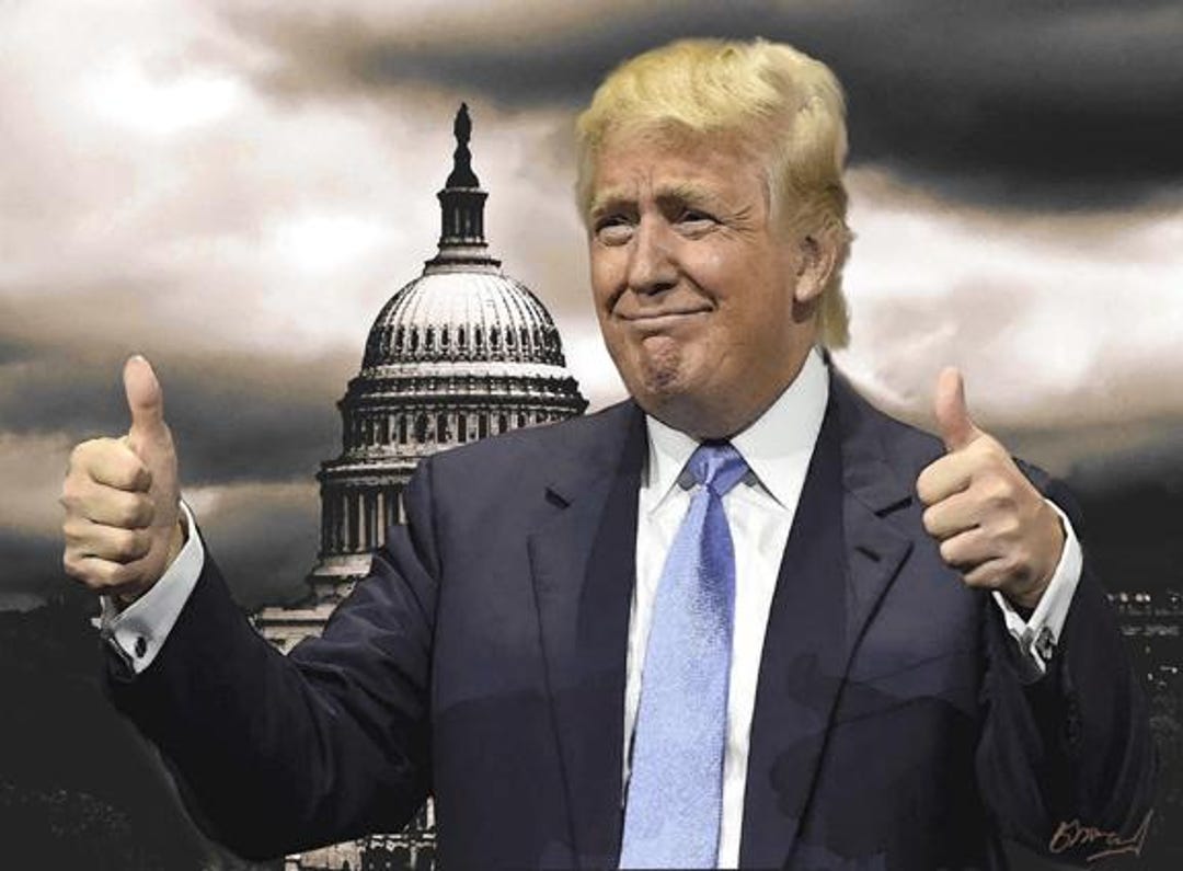 Donald TRUMP Portrait Painting Giclee Canvas Signed 16"x20" With Mat ...