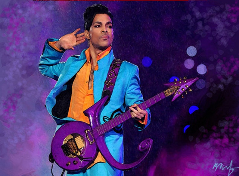 PRINCE Singer Musician Portrait Modern Abstract Painting on Giclee ...