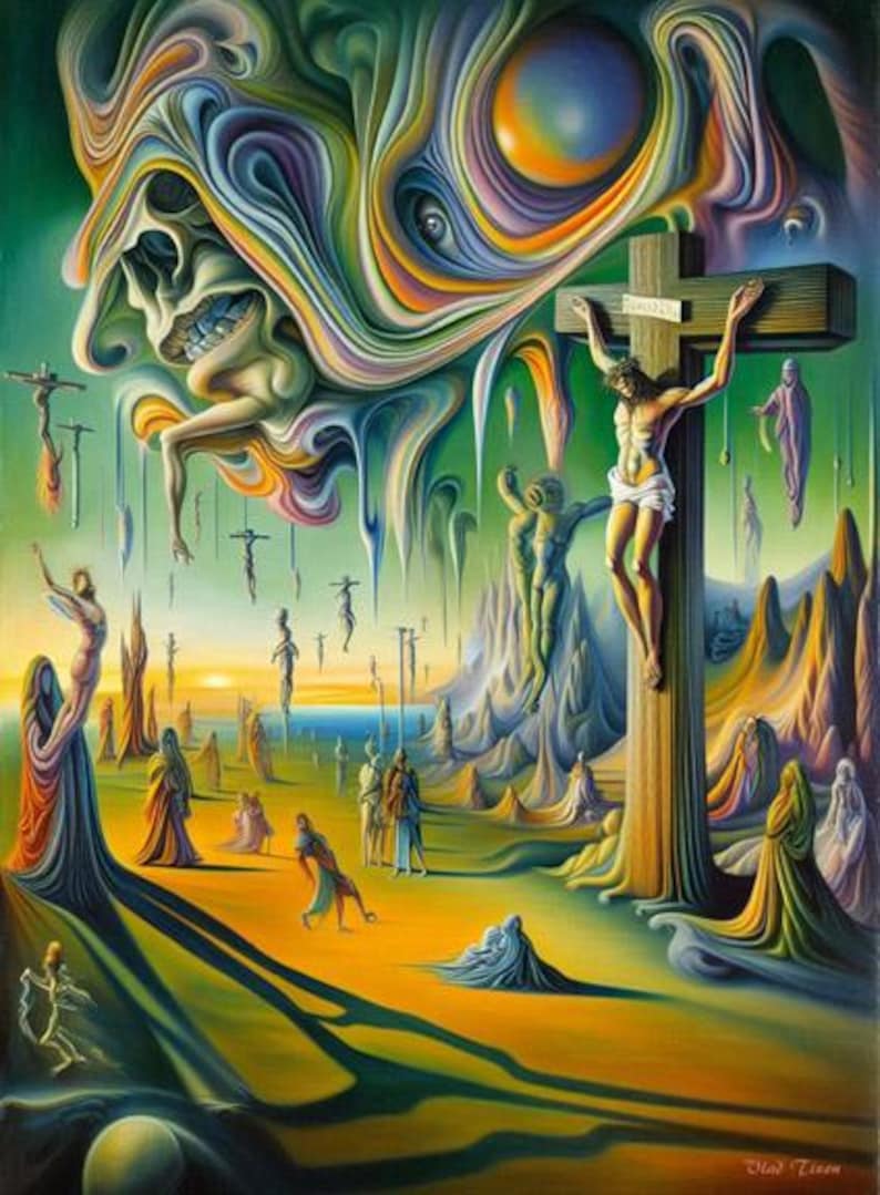 After Salvador Dali. Dream. Painting on Giclee Canvas 16"x20" With Mat ...