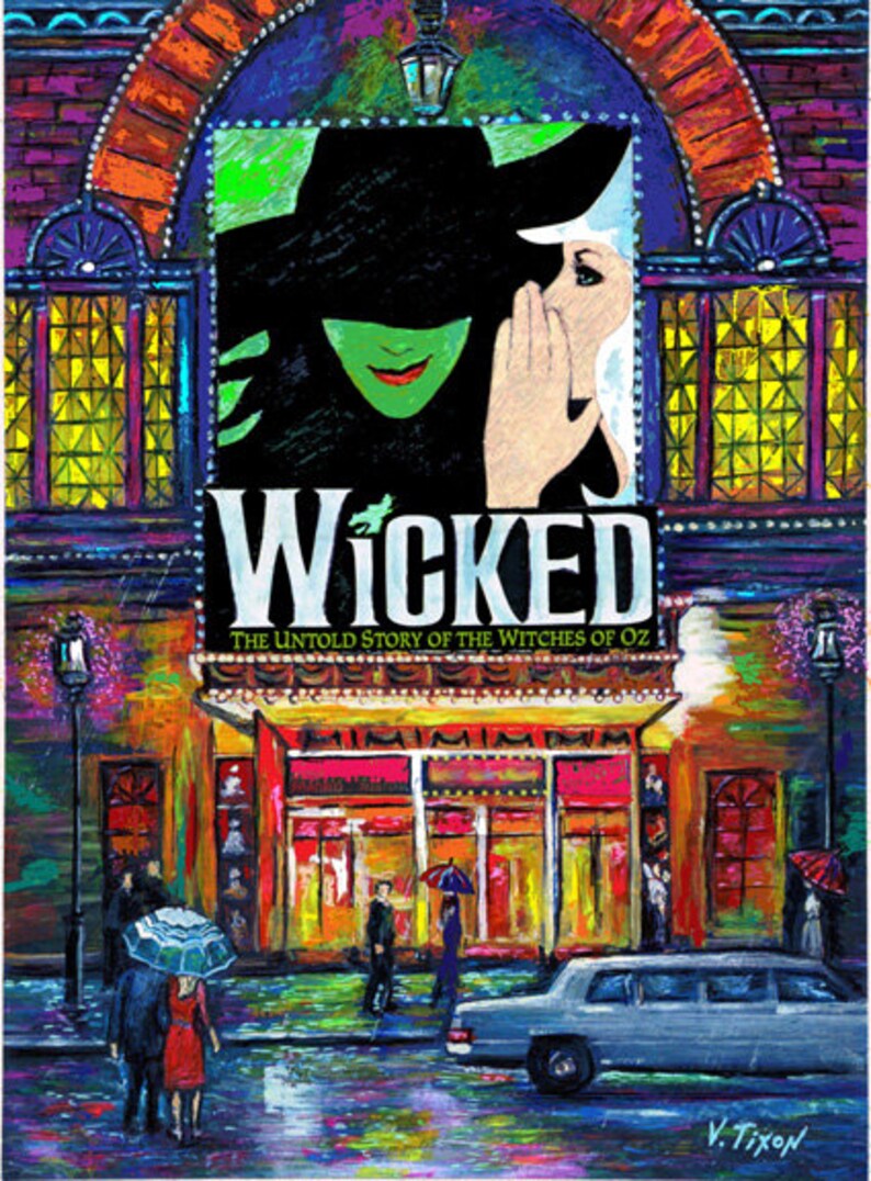 WICKED Broadway Musical Show. Times Square New York City. Painting on ...