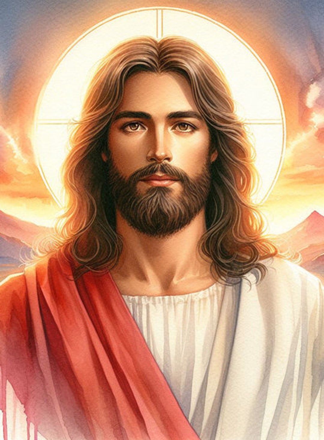 JESUS CHRIST Portrait. Painting Giclee Canvas 16"x20" With Mat Frame ...