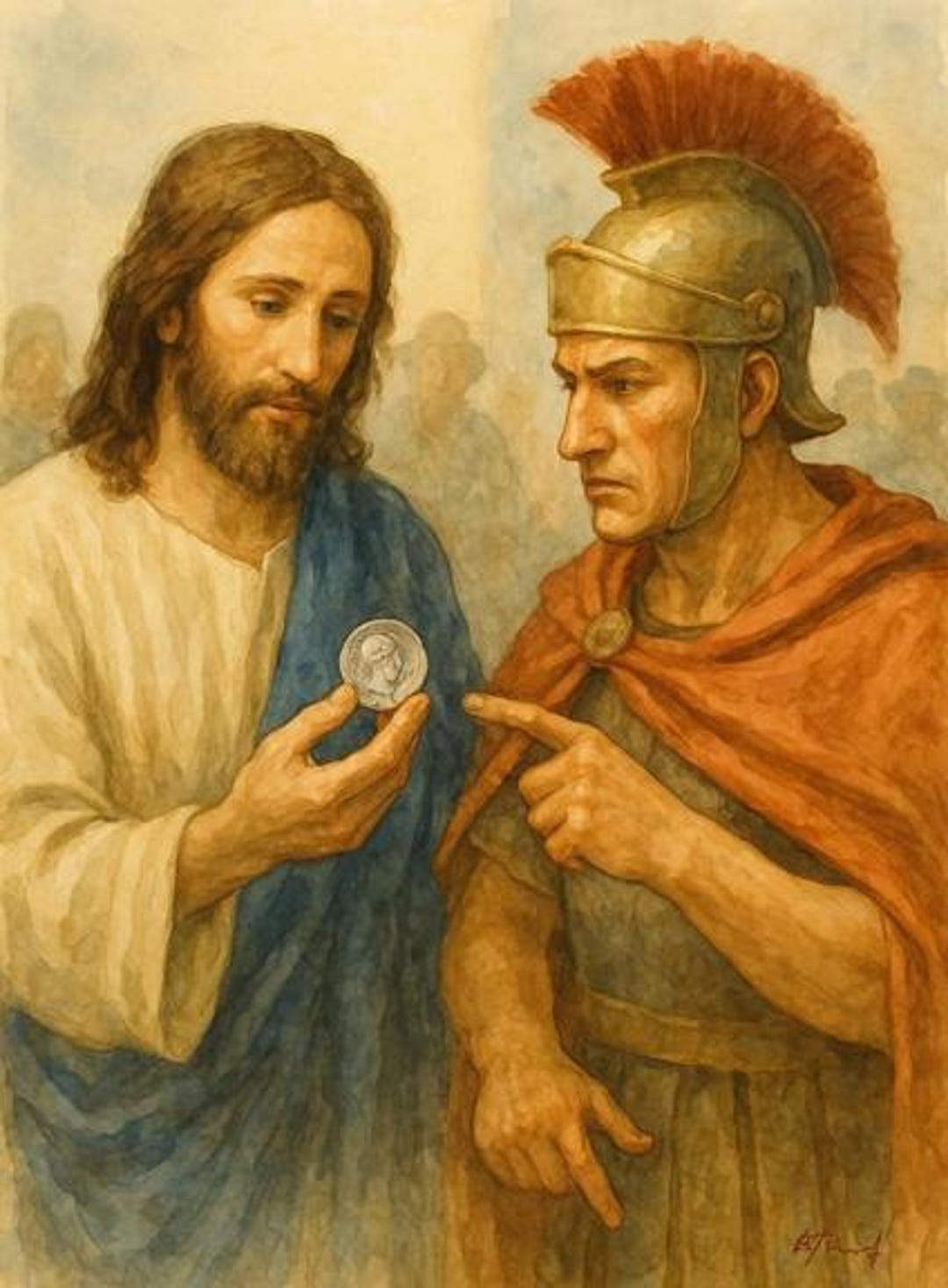Caesar Denarius. Jesus Christ. Biblical. Painting Giclee Canvas 16"x20 ...