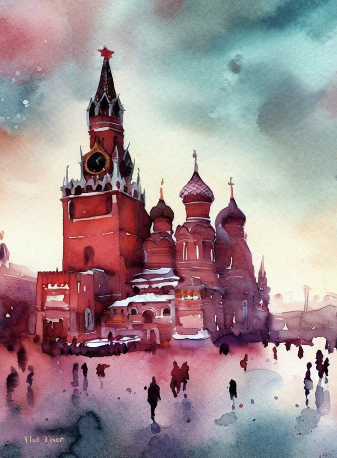 Red Square. Kremlin. Moscow. Russia. Painting Giclee Canvas 16"x20 ...