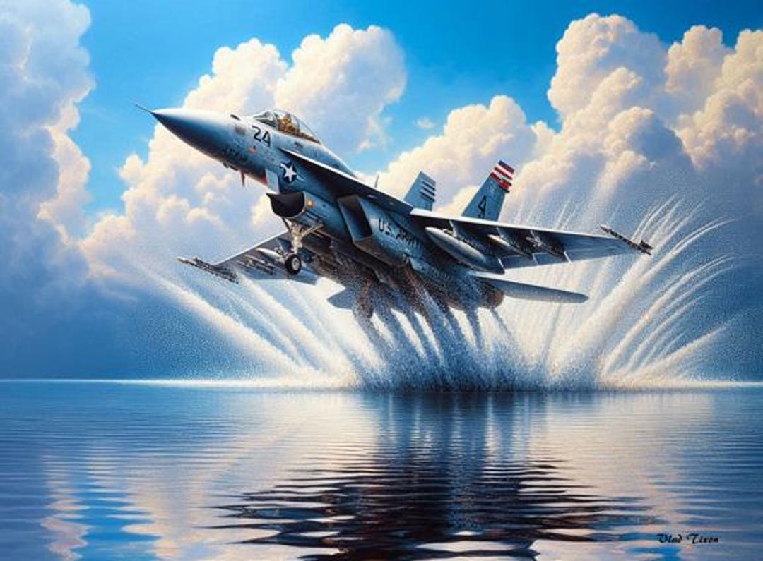 JET FIGHTER. Painting Giclee Canvas 16"x20" With Mat Frame - Etsy