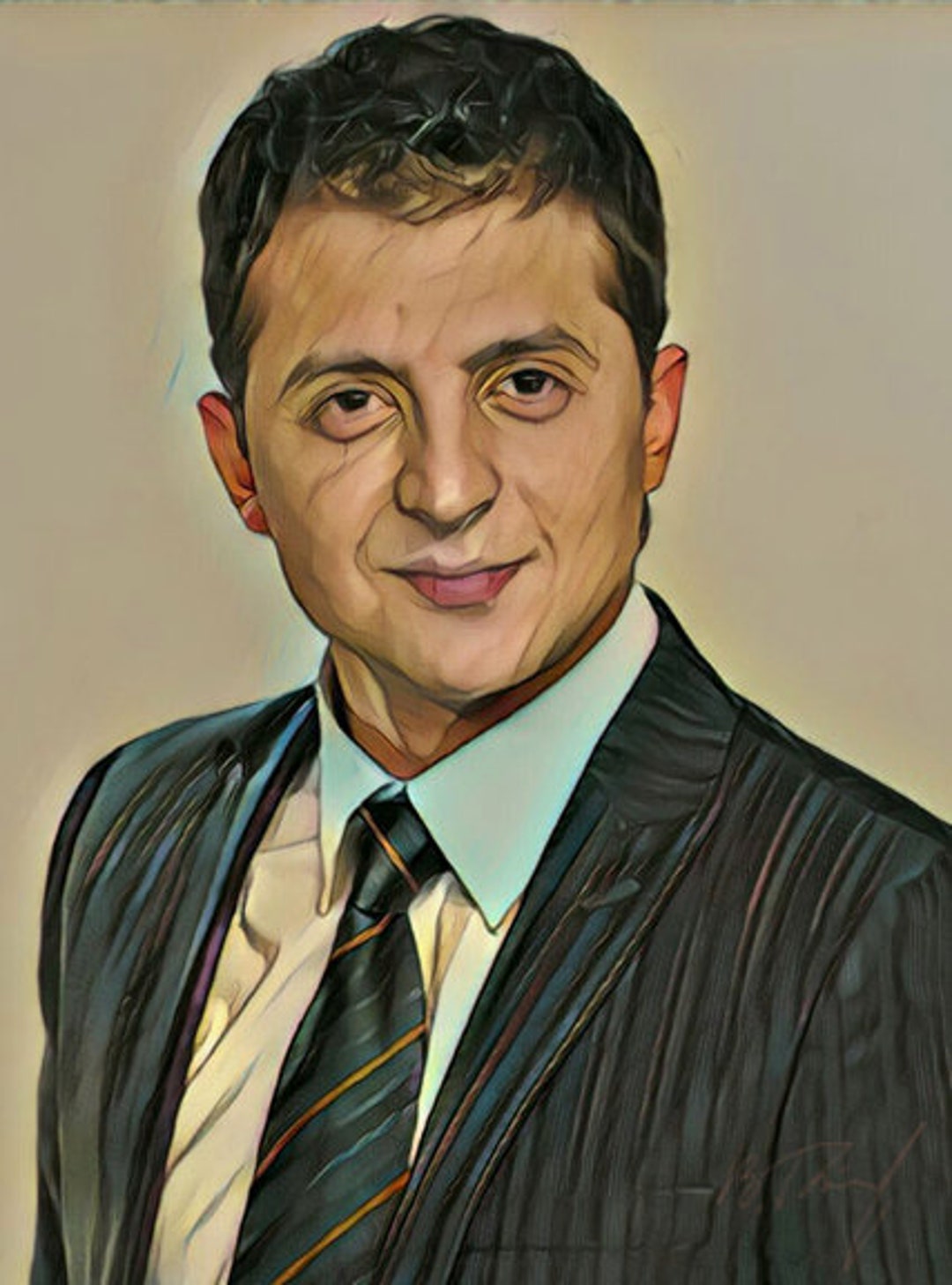Volodymyr Zelensky. Ukraine President. Painting on Giclee Canvas 16x20 ...