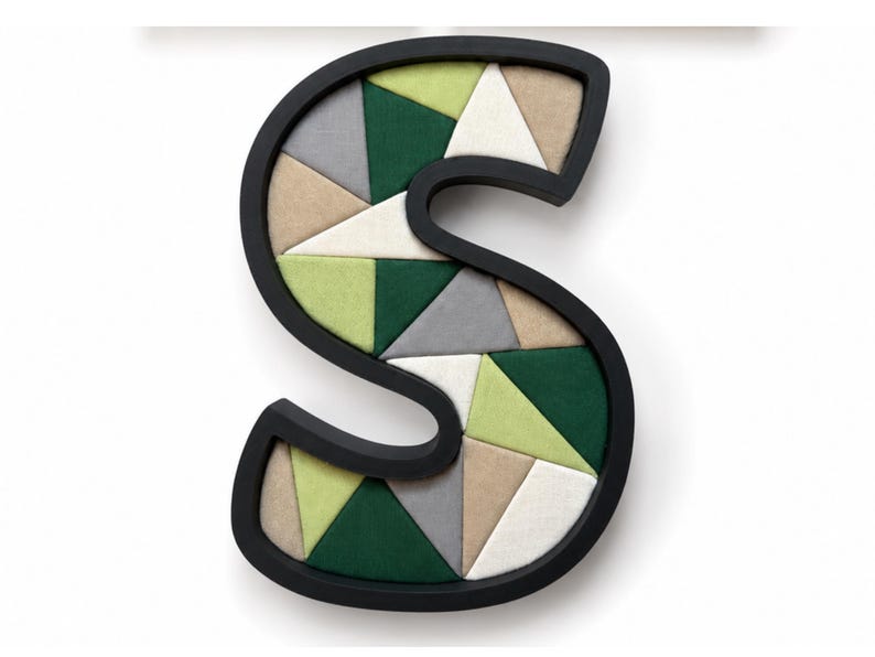 Personalized Fabric Inlay Letter | Geometric Monogram Wall Art, Desk ...
