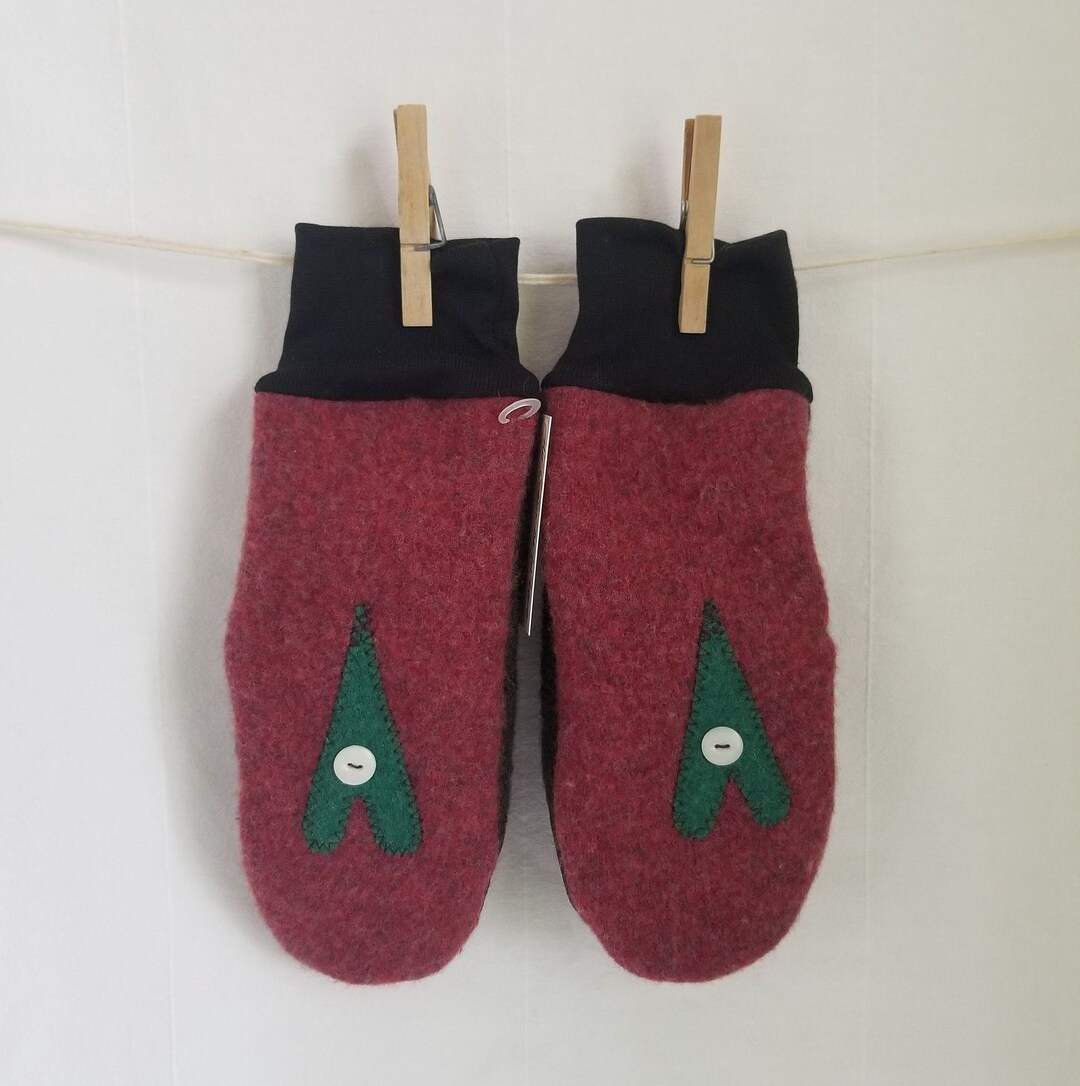 Felted WOOL Mitten, RECYCLED Wool, Polar Fleece Lined, Cozy Soft ...
