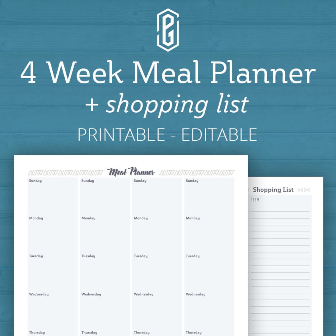 Meal Planner Printable, Meal Planner PDF, Meal Planner Editable ...