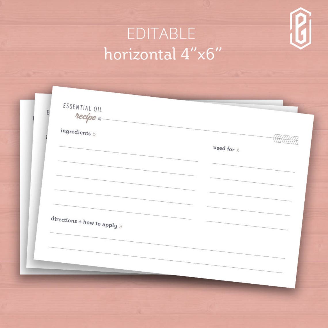 Essential Oil Recipe Card, Printable Recipe Cards, Recipes for ...