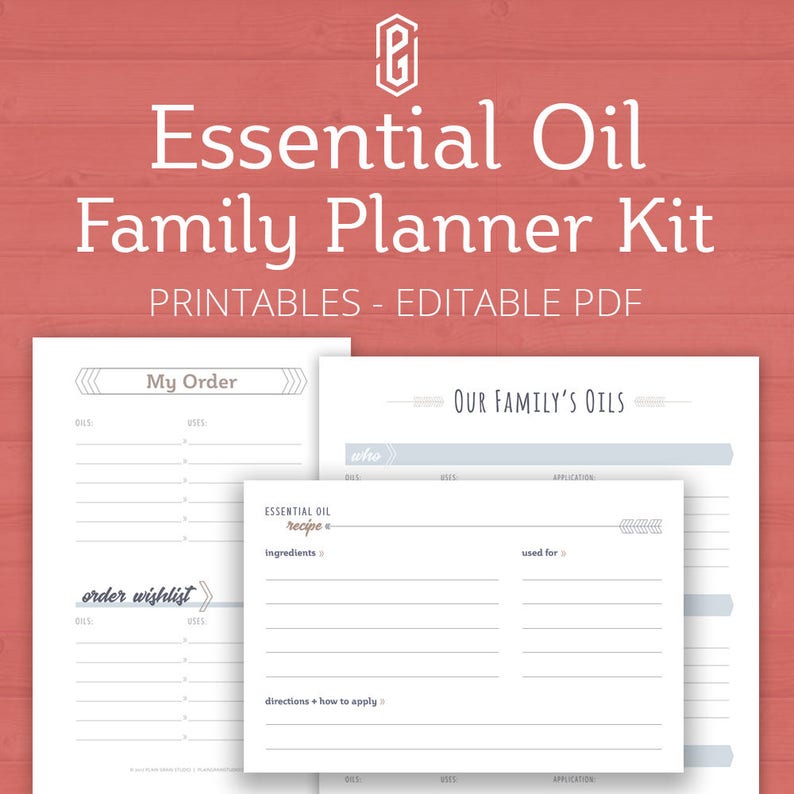 Essential Oil Family Planner, Printable, Essential Oil Journal, EO ...