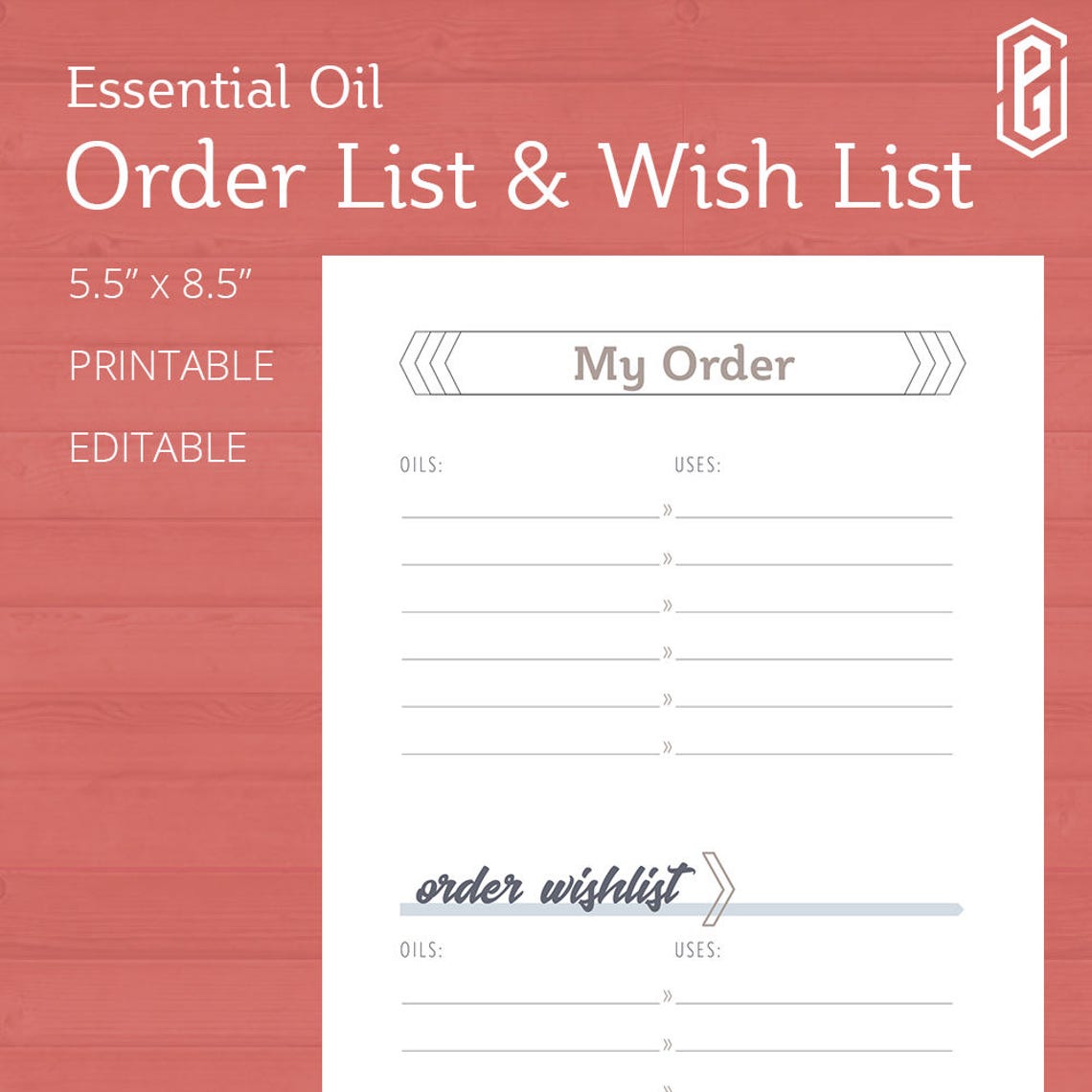 Essential Oil Family Planner, Printable, Essential Oil Journal, EO ...
