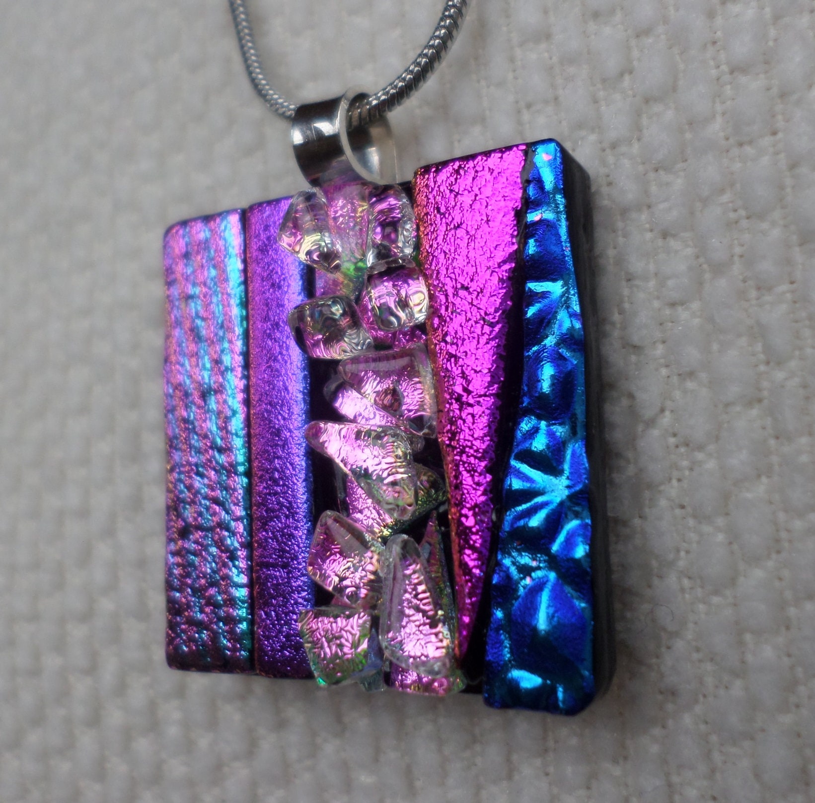 Pink and Blue Fused Dichroic Glass Pendant - Etsy