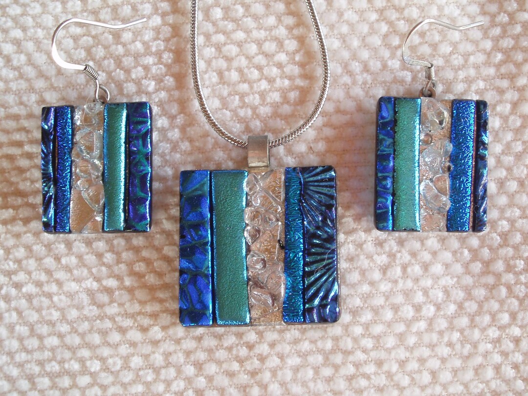 Blue Dichroic Glass Set - Etsy