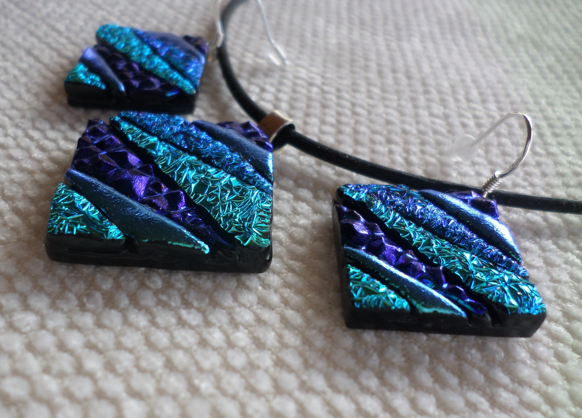 Fused Dichroic Glass Set in Blue - Etsy
