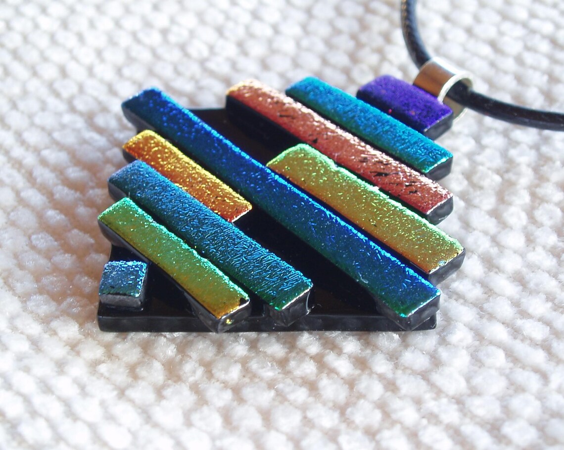 Multicolour Set in Dichroic Glass & Sterling Silver - Etsy