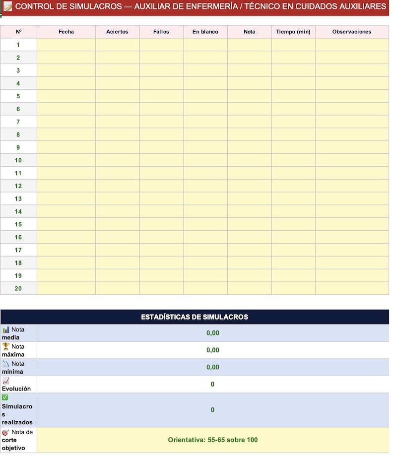Excel Template for Nursing Assistant Exams | Study Planner | Official ...