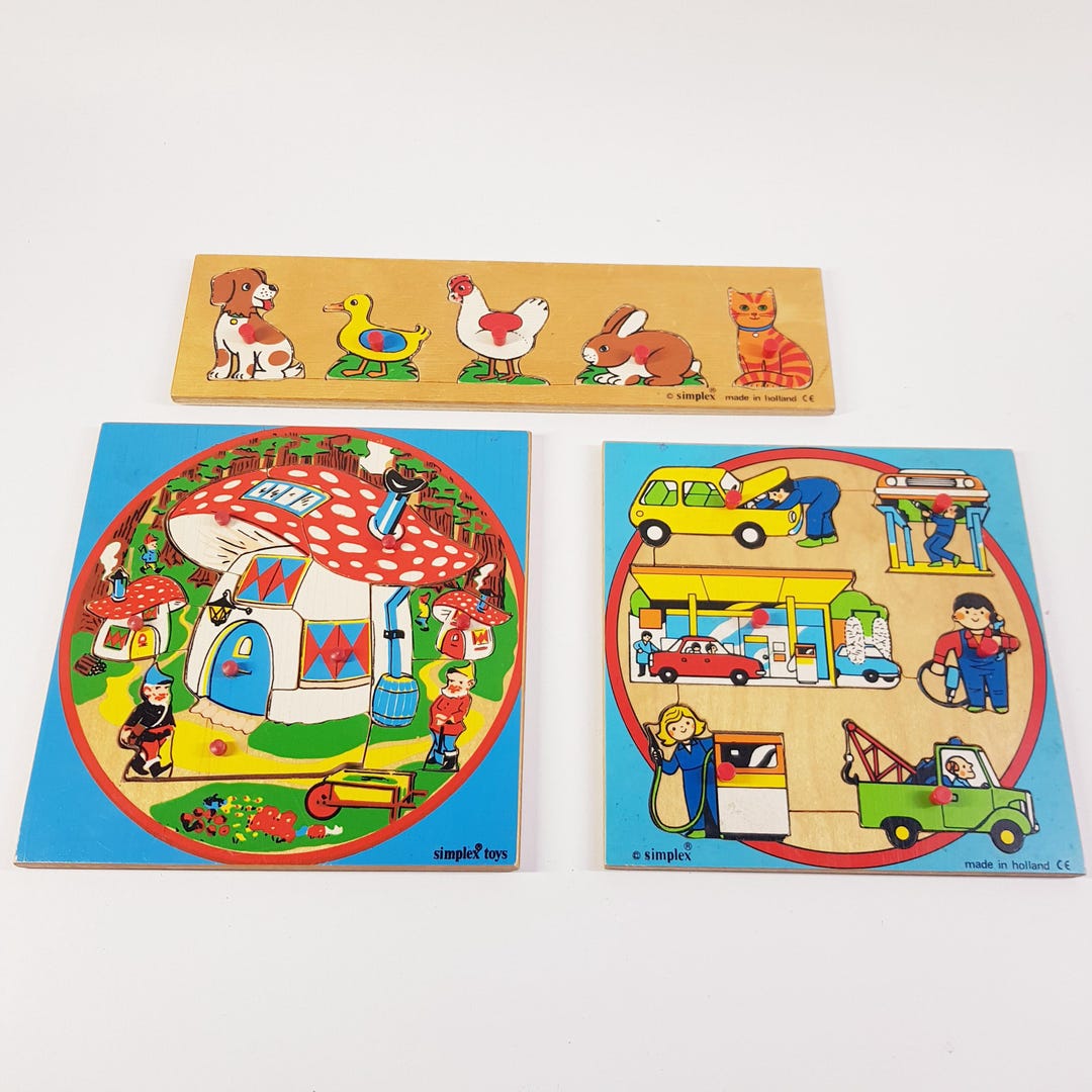 Vintage Simplex Children’s Wooden Puzzles (set of 3) | Retro Kids Toys ...