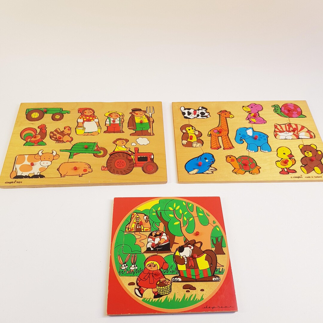 Vintage Dutch Wooden Puzzle Set: 1970s Children's Toys - Etsy