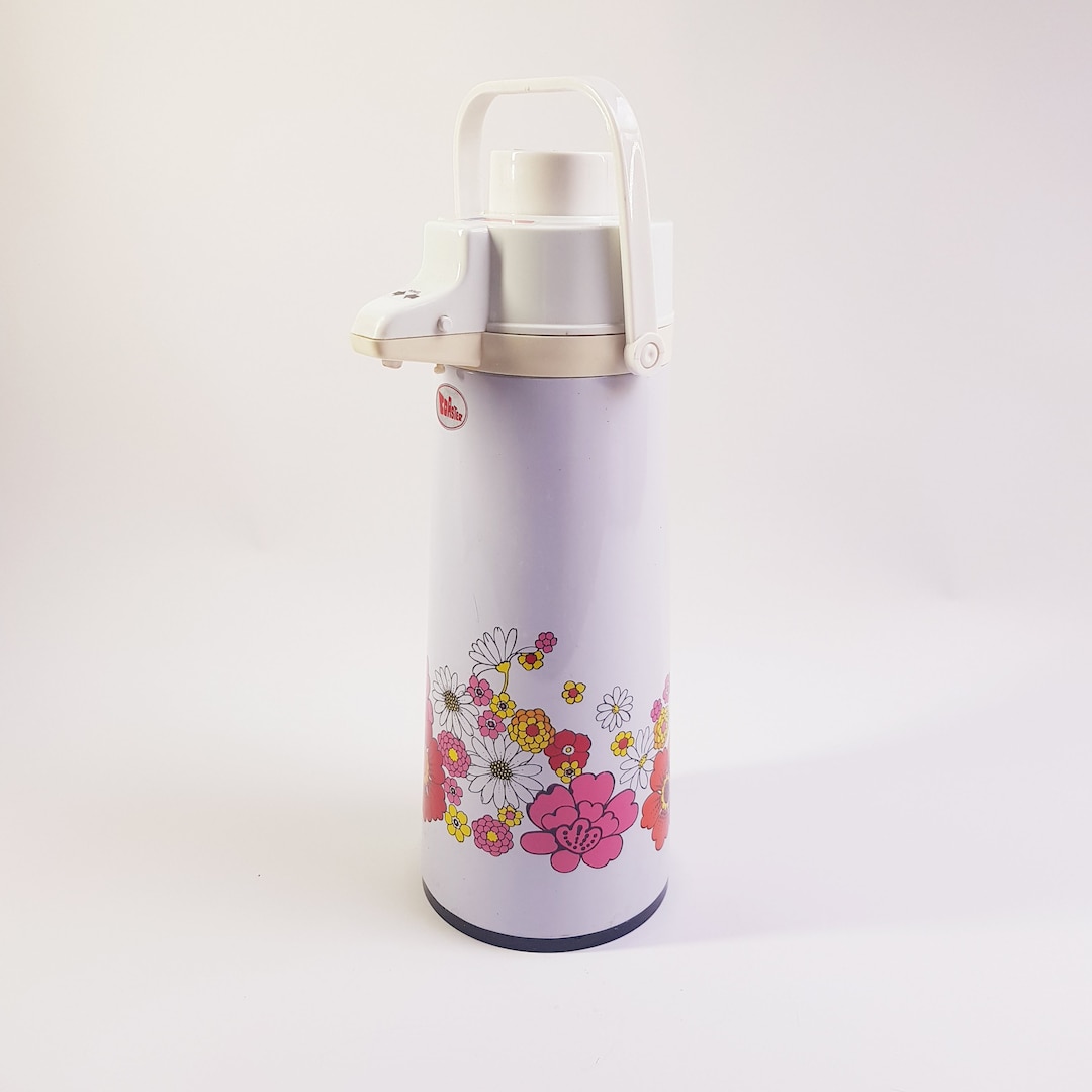 Vintage 1970s Pump Action Dispensing Coffee or Tea Insulated Flask ...
