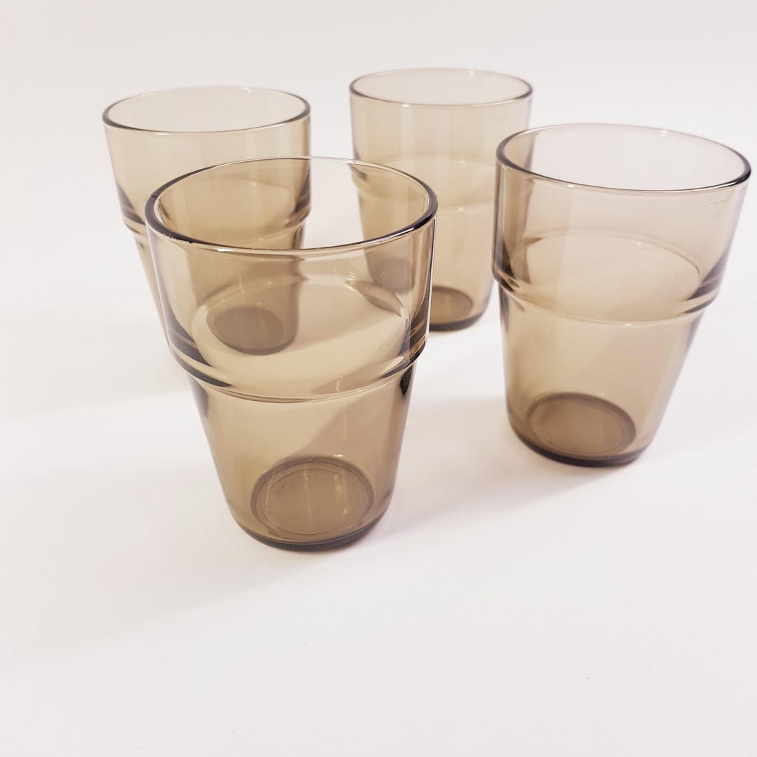 Vintage Arcoroc Smoked Tumblers, Set of 4 - Mid-century Modern French ...