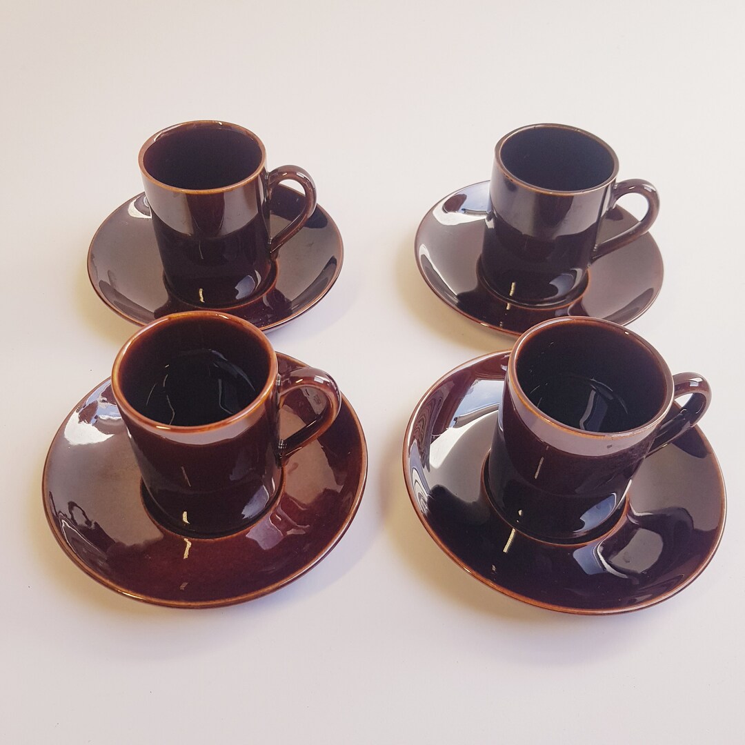Vintage Espresso Cups and Saucers Brown Coffee Set 1970s - Etsy