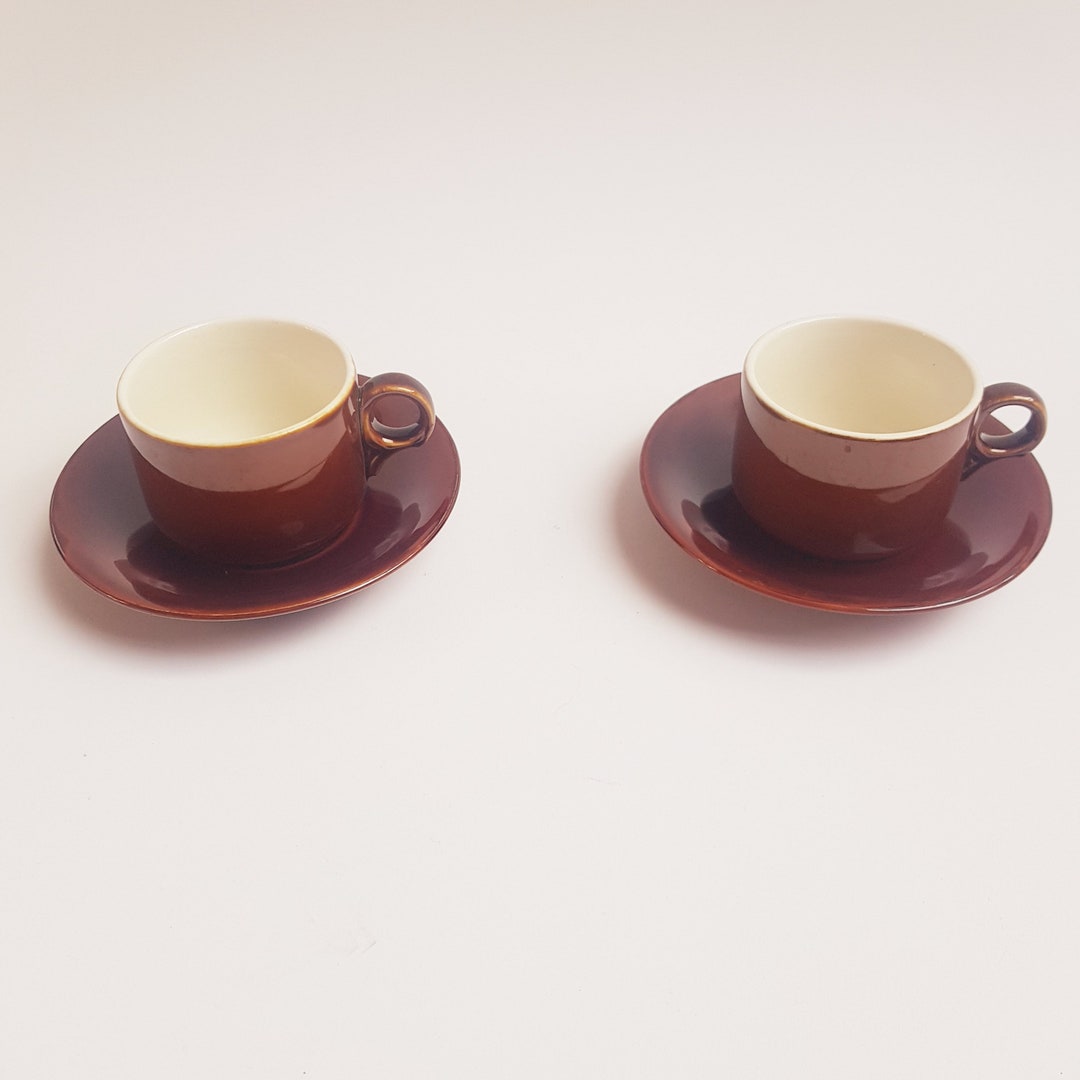 Vintage Espresso Cups and Saucers, Brown, 1970s - Etsy