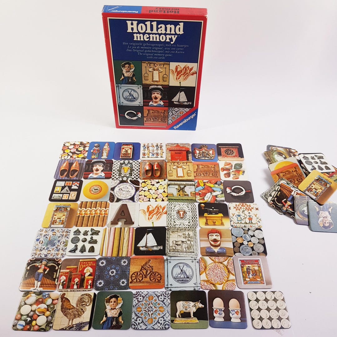 Vintage Holland Memory Game – Vintage Dutch Illustration Matching Cards ...