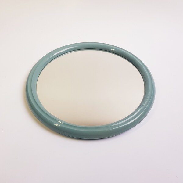 Round Blue Mirror - Etsy