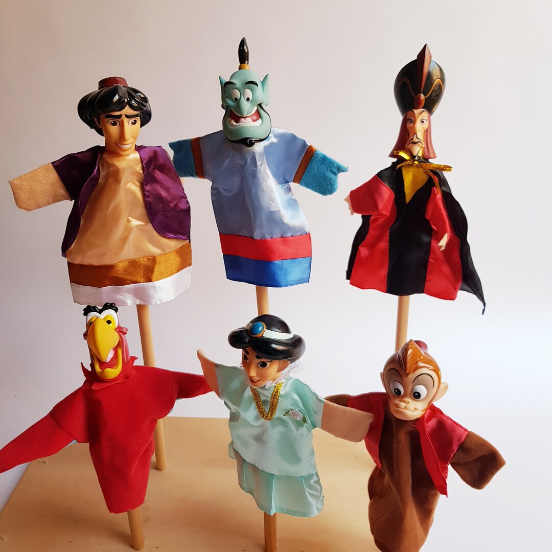 6 Aladdin Hand Puppets, Walt Disney Puppets, Pretend Play, Vintage - Etsy